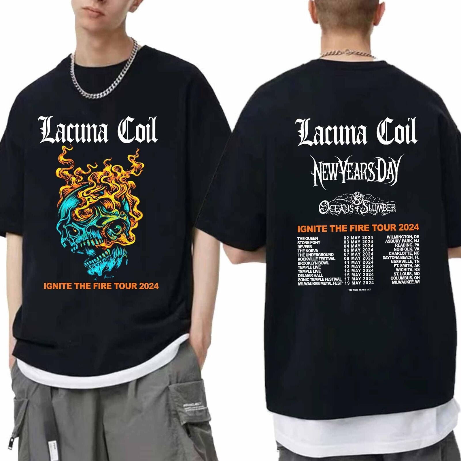 Lacuna Coil Ignite the Fire 2024 Tour Shirt Lacuna Coil Band Fan Shirt ...