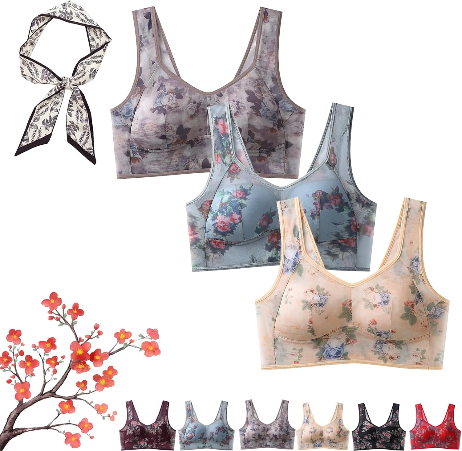 Lacy Bra, Ice Silk Cooling Bras, Ultra-thin Seamless Cooling Bra ...