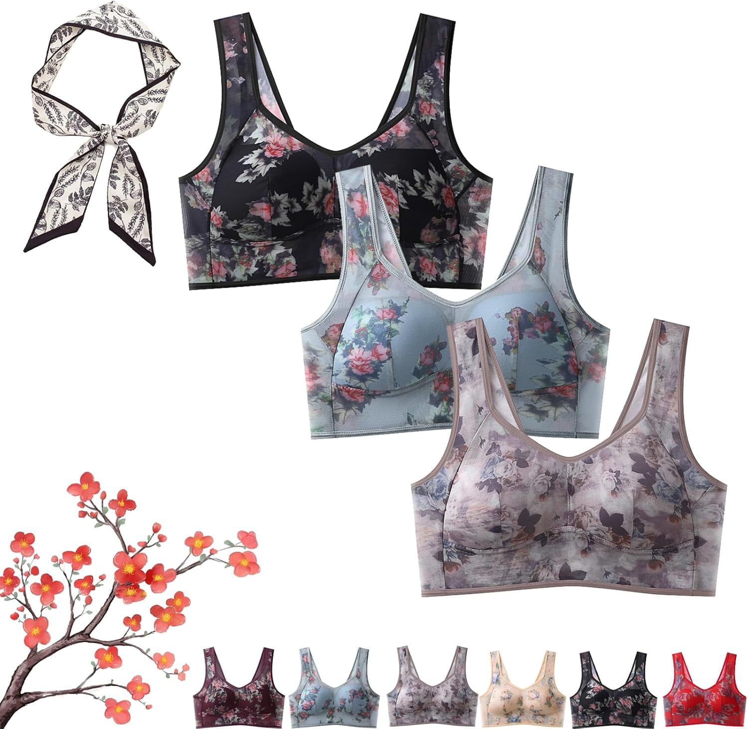 Lacy Bra, Ice Silk Cooling Bras, Ultra-thin Seamless Cooling Bra ...