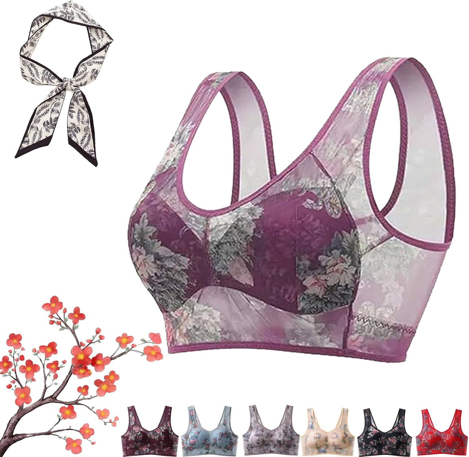 Lacy Bra, Ice Silk Cooling Bras, Ultra-thin Seamless Cooling Bra ...