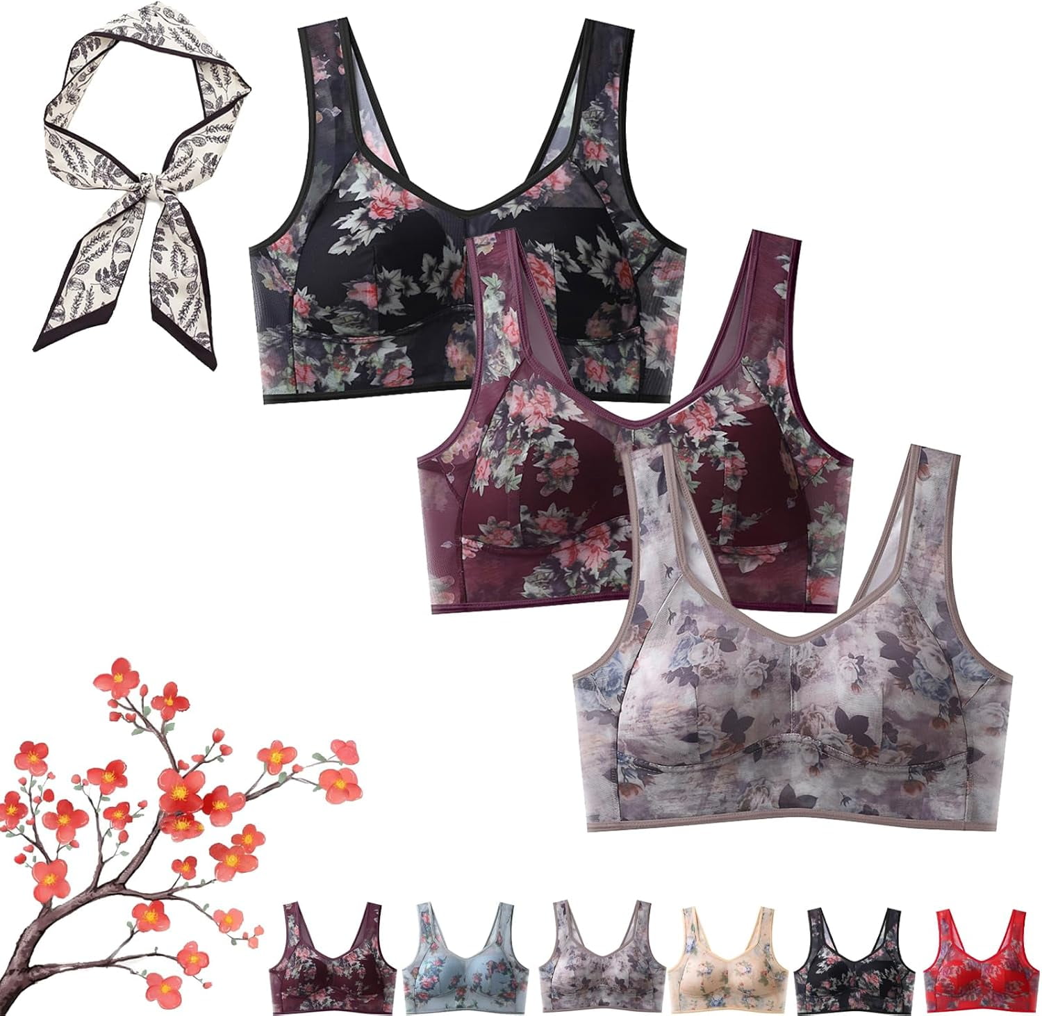 Lacy Bra, Ice Silk Cooling Bras, Ultra-thin Seamless Cooling Bra ...