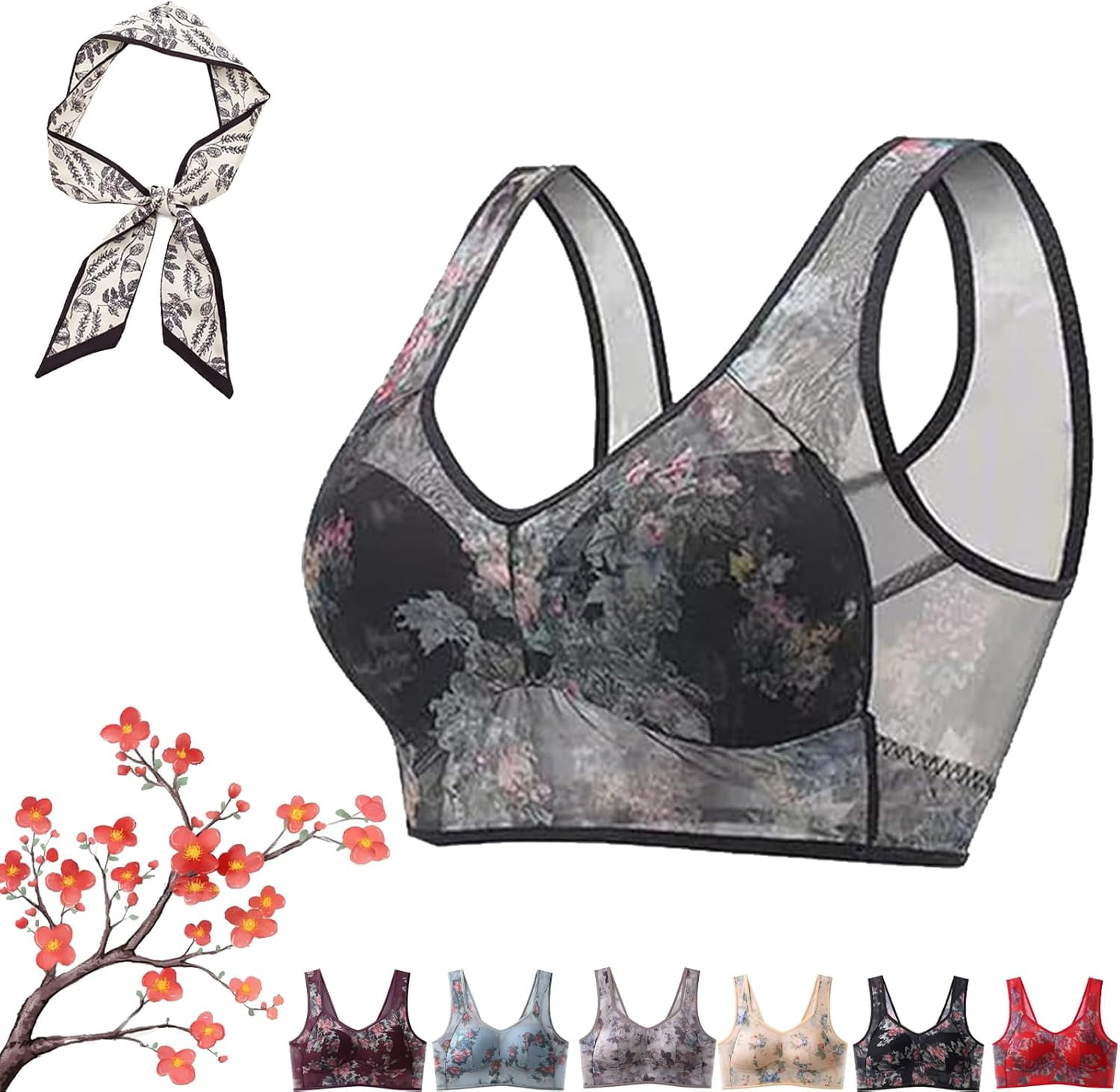 Lacy Bra, Ice Silk Cooling Bras, Ultra-thin Seamless Cooling Bra ...