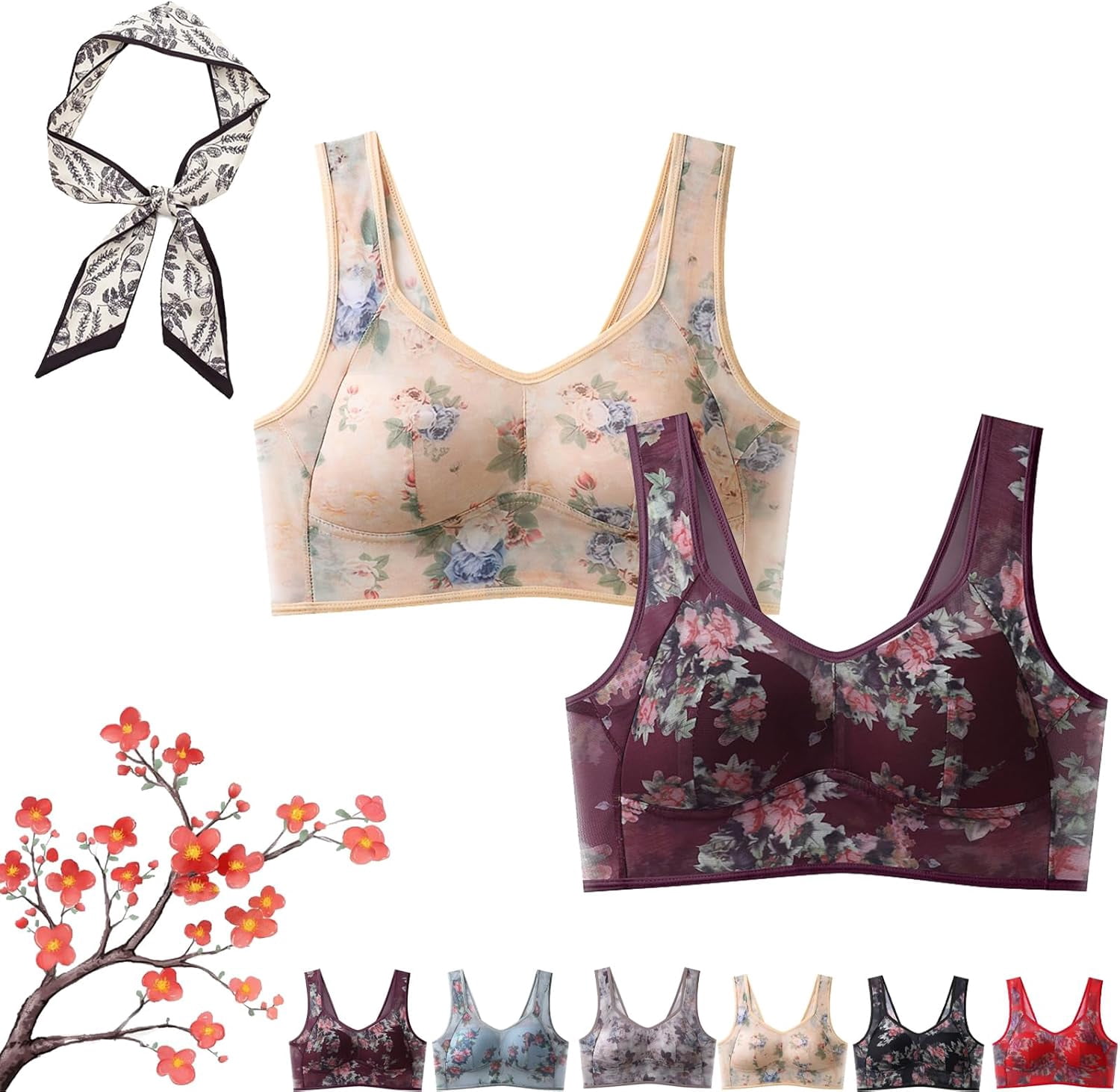 Lacy Bra, Ice Silk Cooling Bras, Ultra-thin Seamless Cooling Bra ...