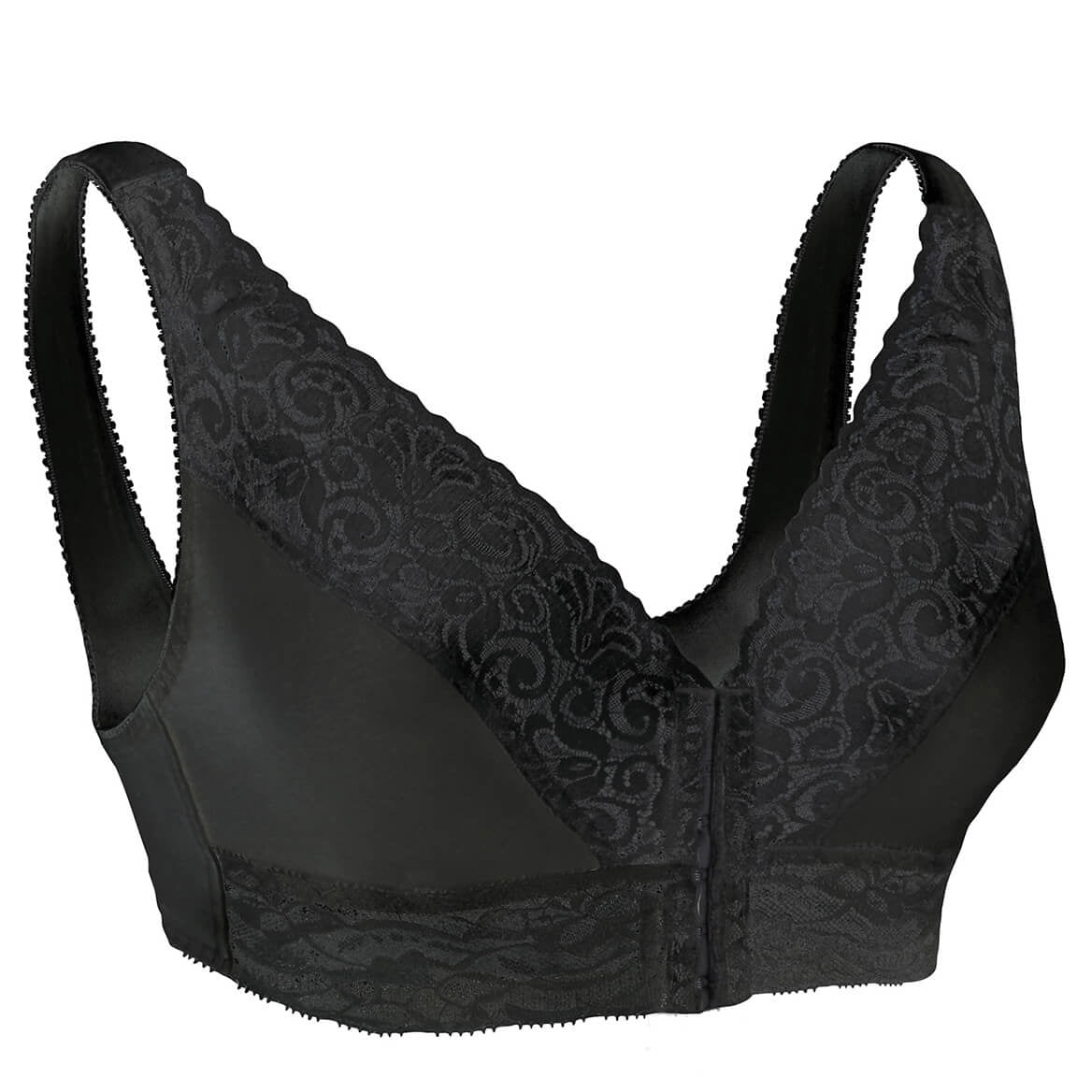 Lacy Front Hook Bra, Black, Large - Walmart.com
