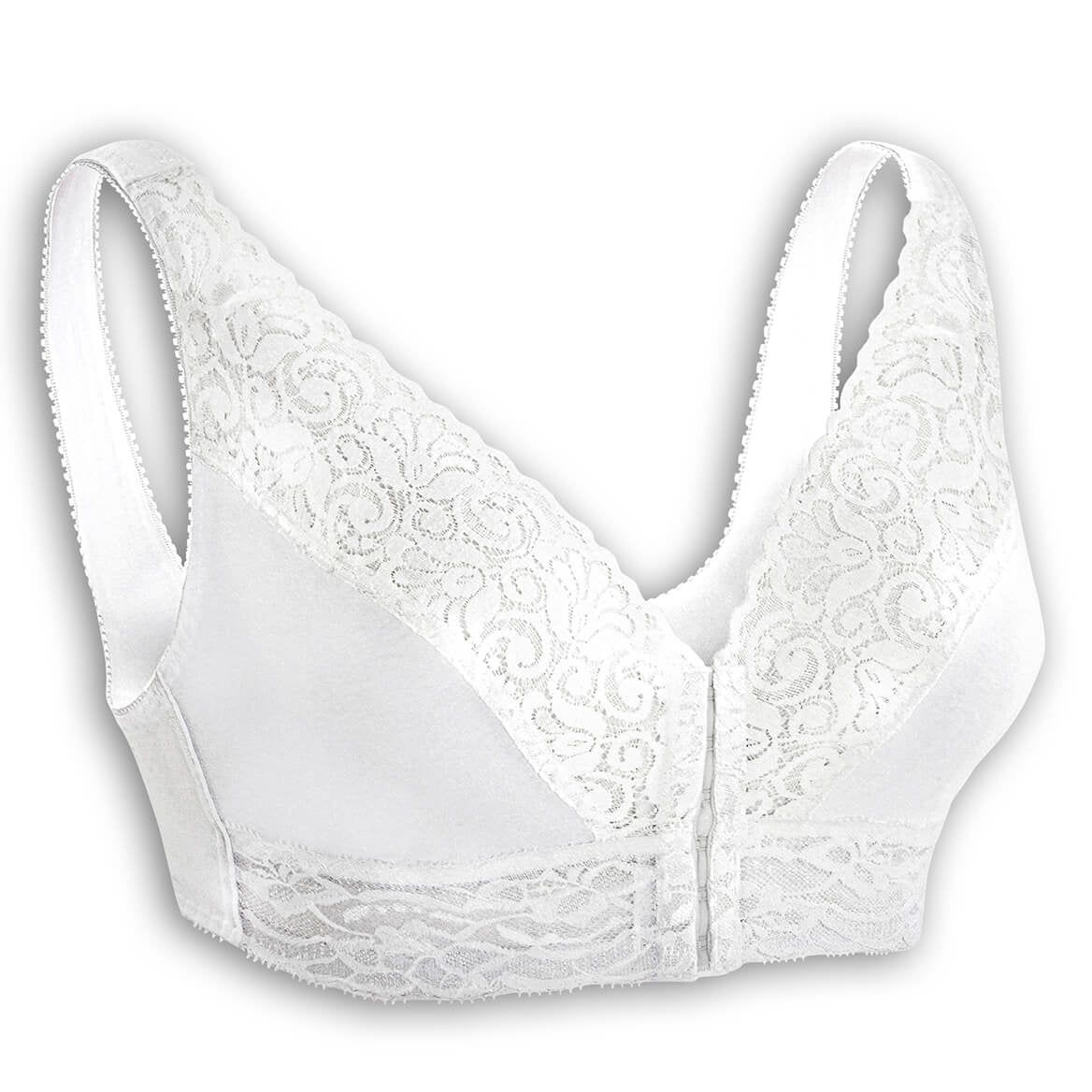 Lacy Front Hook Bra, White, XL - Walmart.com
