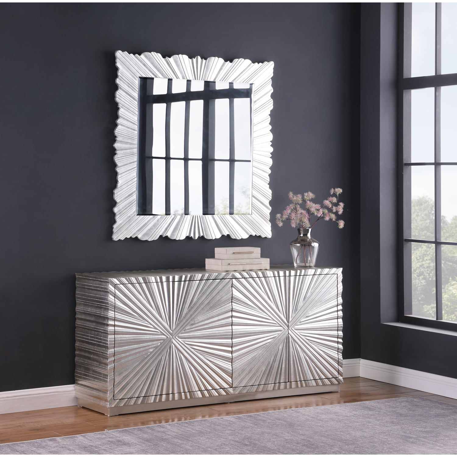 Lacy Metallic Silver Sheen Sideboard - Walmart.com