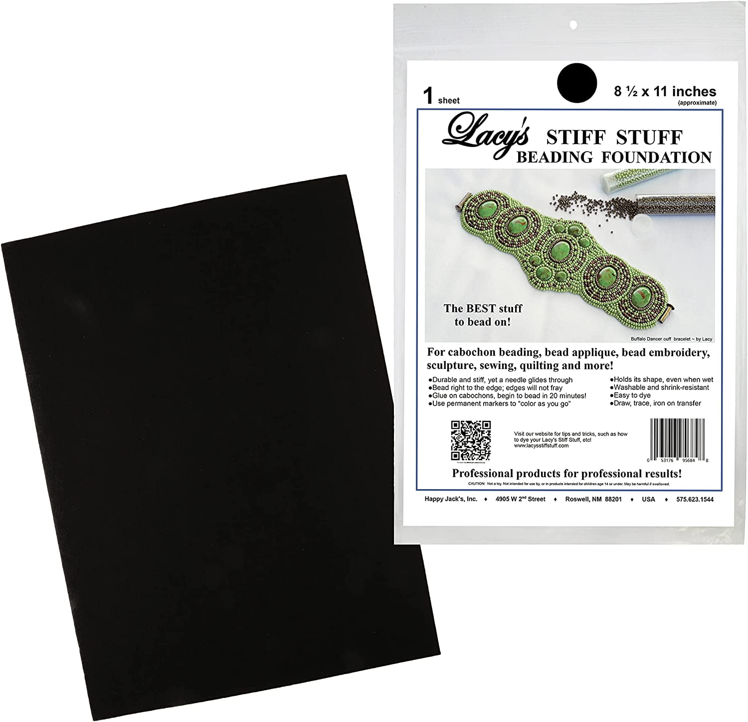 Lacy’s Stiff Stuff Beading Foundation – 8.5 x 11 inches - Black Fabric ...