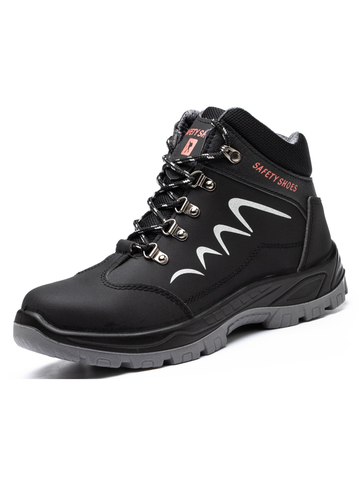 Lacyhop Mens Steel Toe Work Boots Safety Shoes Lace Up Hiker Shoes ...