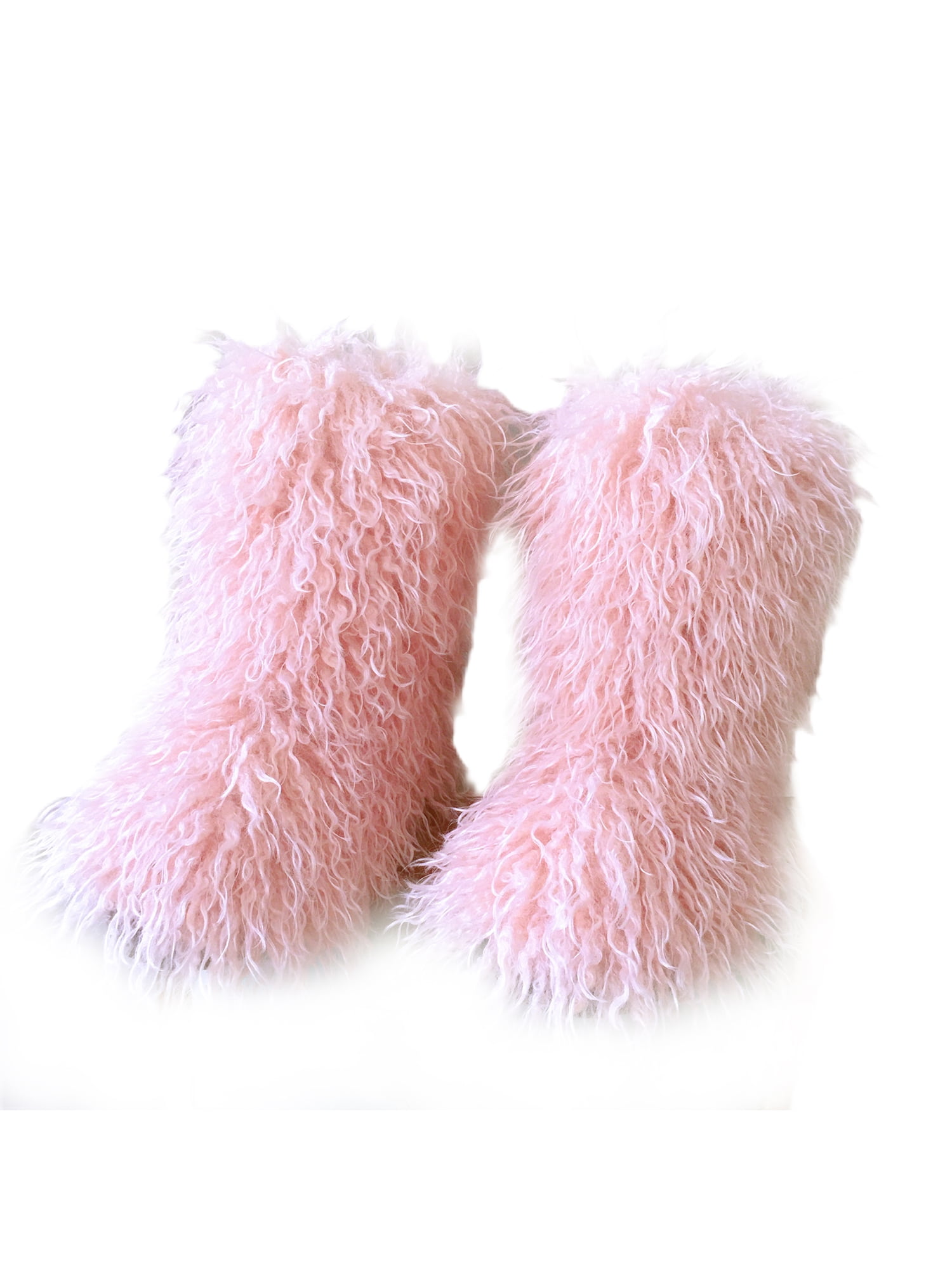 Pink Furry Boots