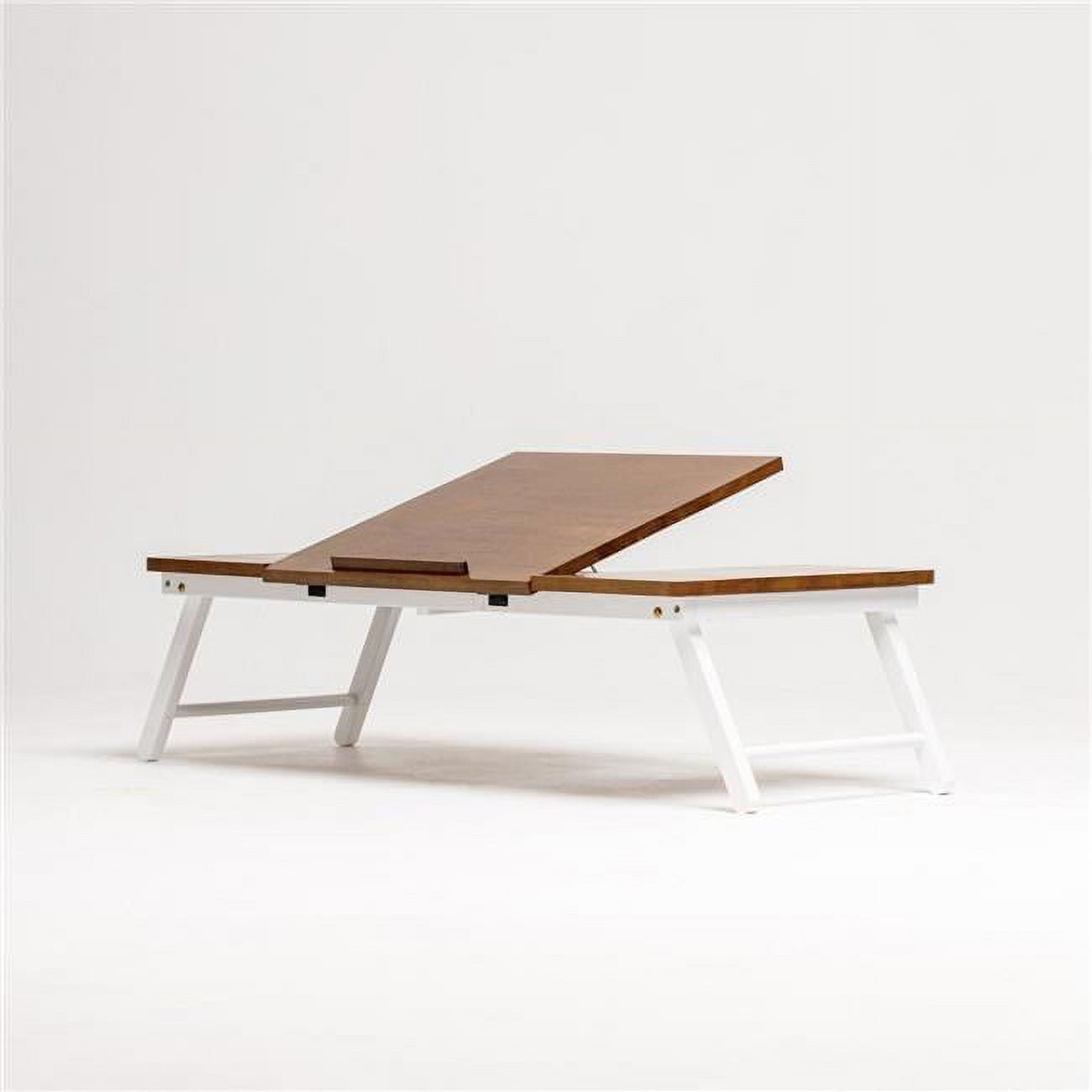 Lada Foldable Laptop Tray with Acacia Top and White Legs in Beige and ...