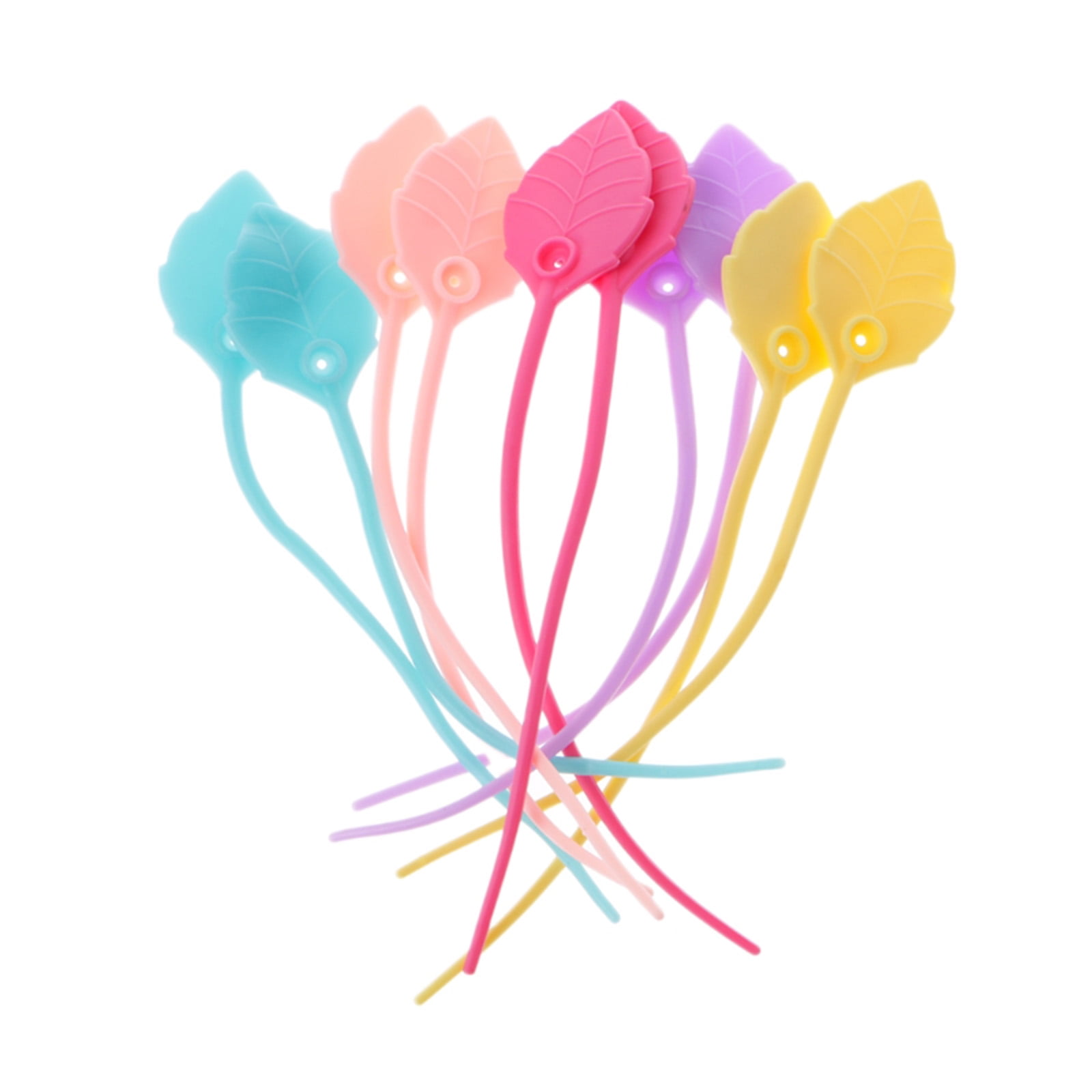 Ladaidra Brown fhgksm 10pcs Leaf Shape Silicone Tie Cable Food Bag ...