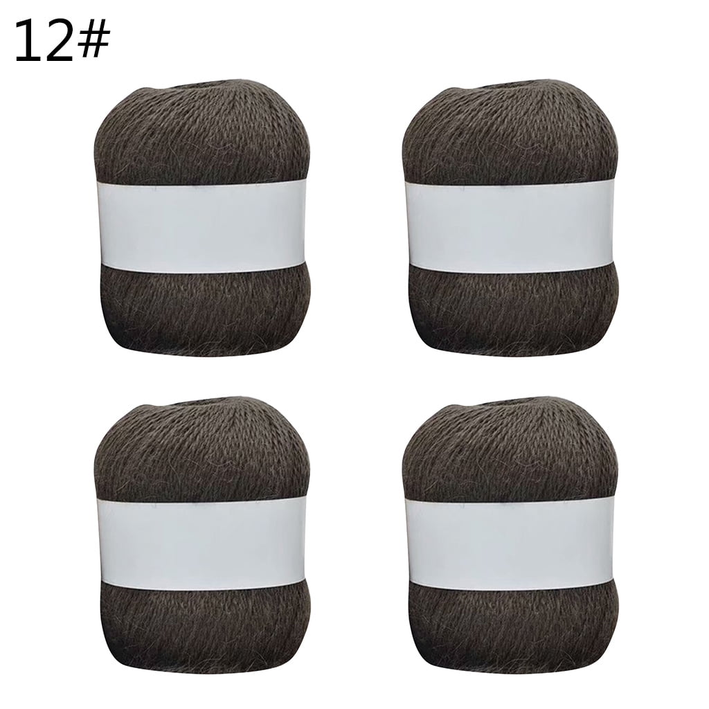 Ladaidra Brown fhgksm 4 Rolls Long Plush Soft Yarn Hand Knitted Thread ...