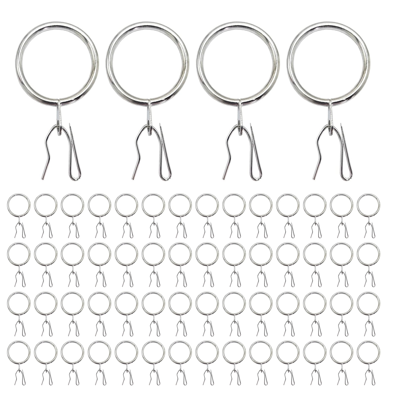 Ladaidra Brown fhgksm 60Pieces Metal Curtain Rings and Pin Hooks Long ...