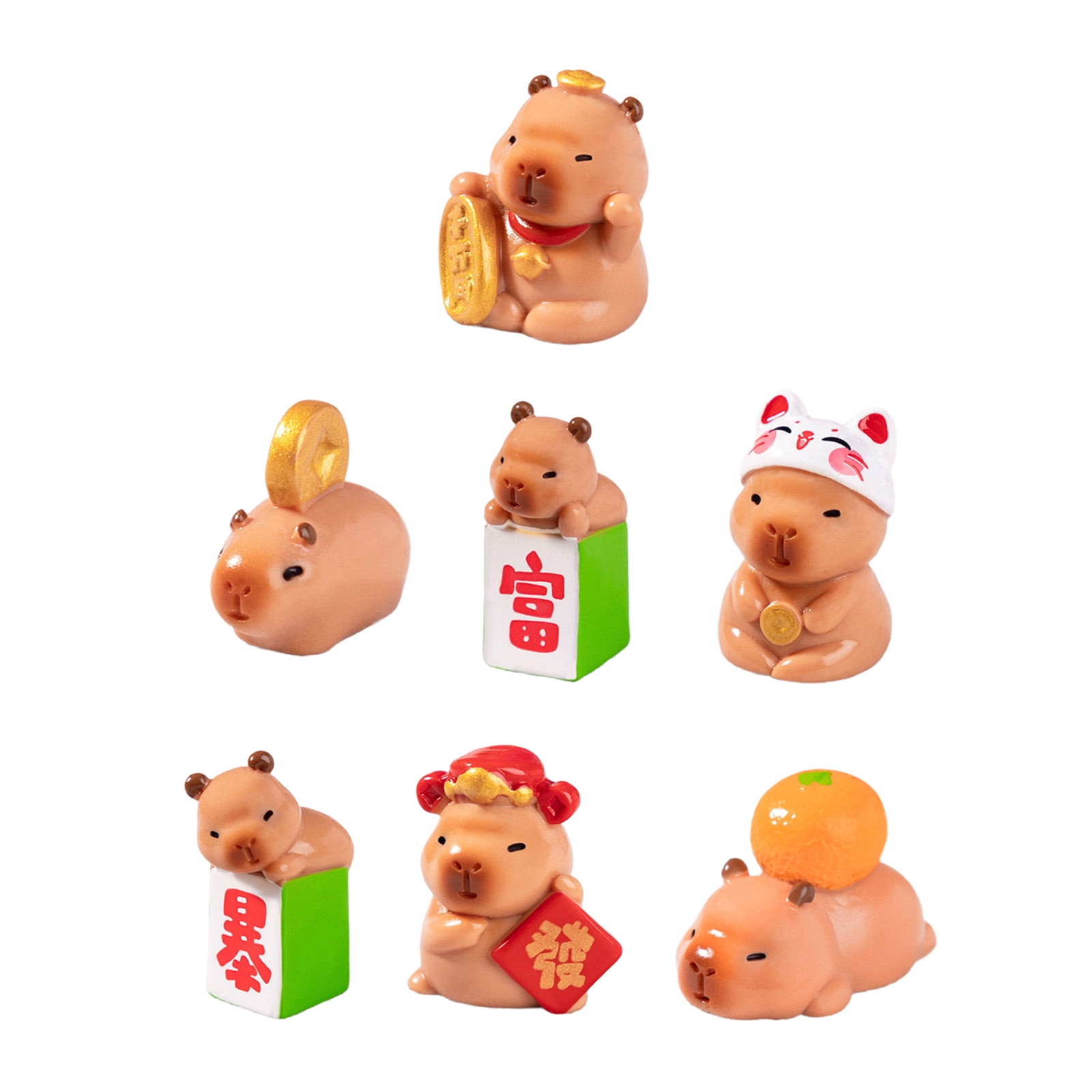 Ladaidra Brown fhgksm 7Piece Miniature Capybaras Figurines Resins ...