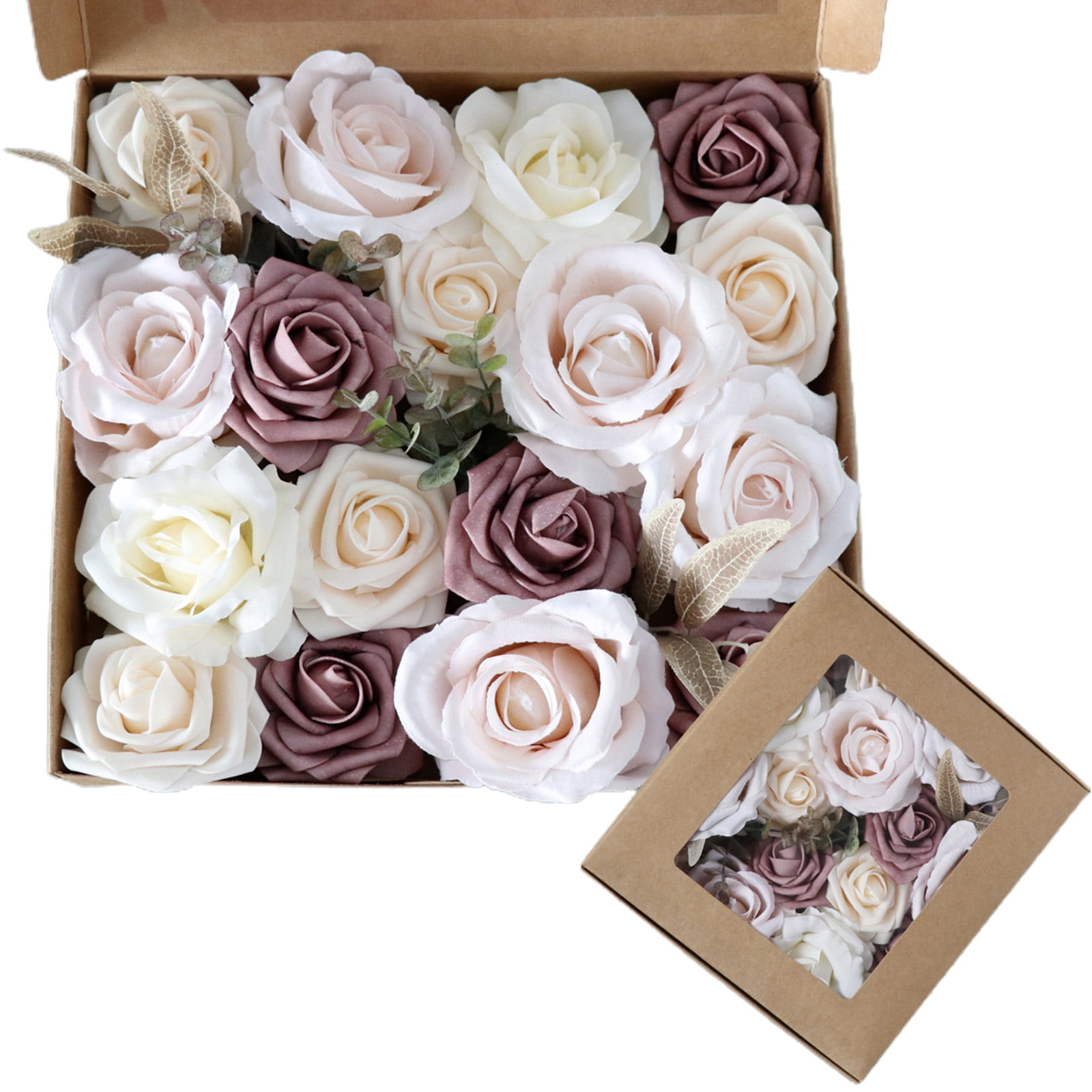 Ladaidra Brown fhgksm Artificial Rose Flowers Box Set for Wedding ...
