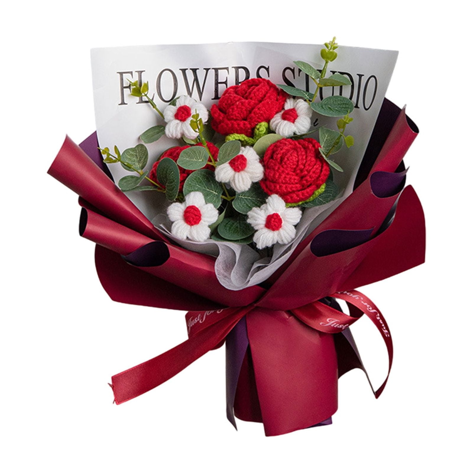 Ladaidra Brown fhgksm Crochet Flowers Bouquets with String Light and ...