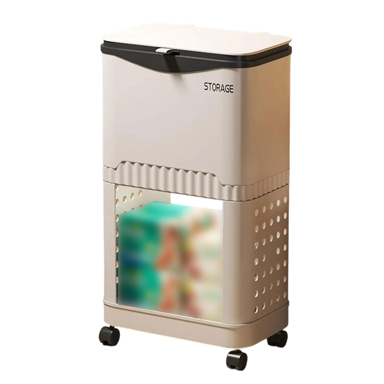 Ladaidra Brown fhgksm Portable Trash Bin Feet Wheel Garbage ...