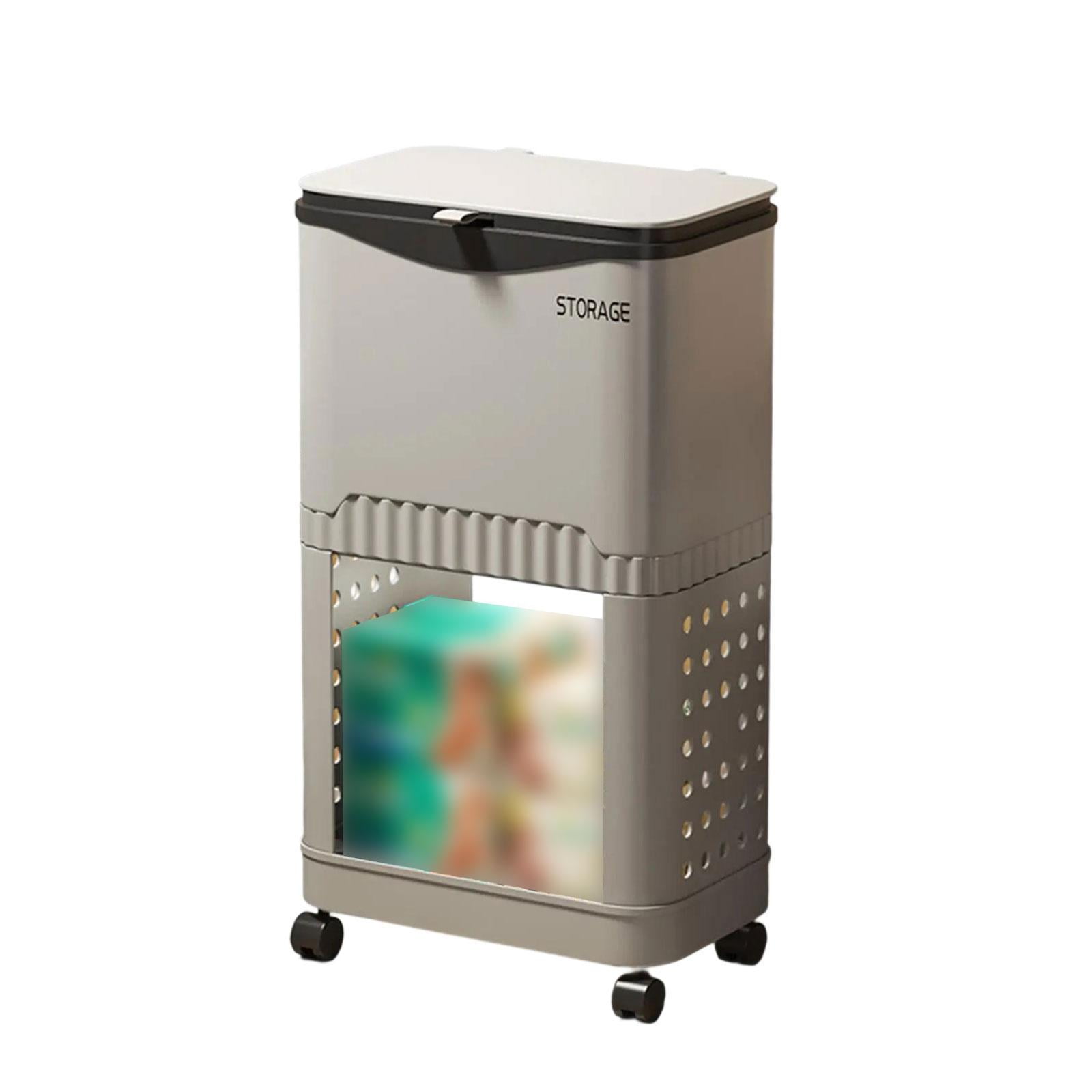 Ladaidra Brown fhgksm Portable Trash Bin Feet Wheel Garbage ...