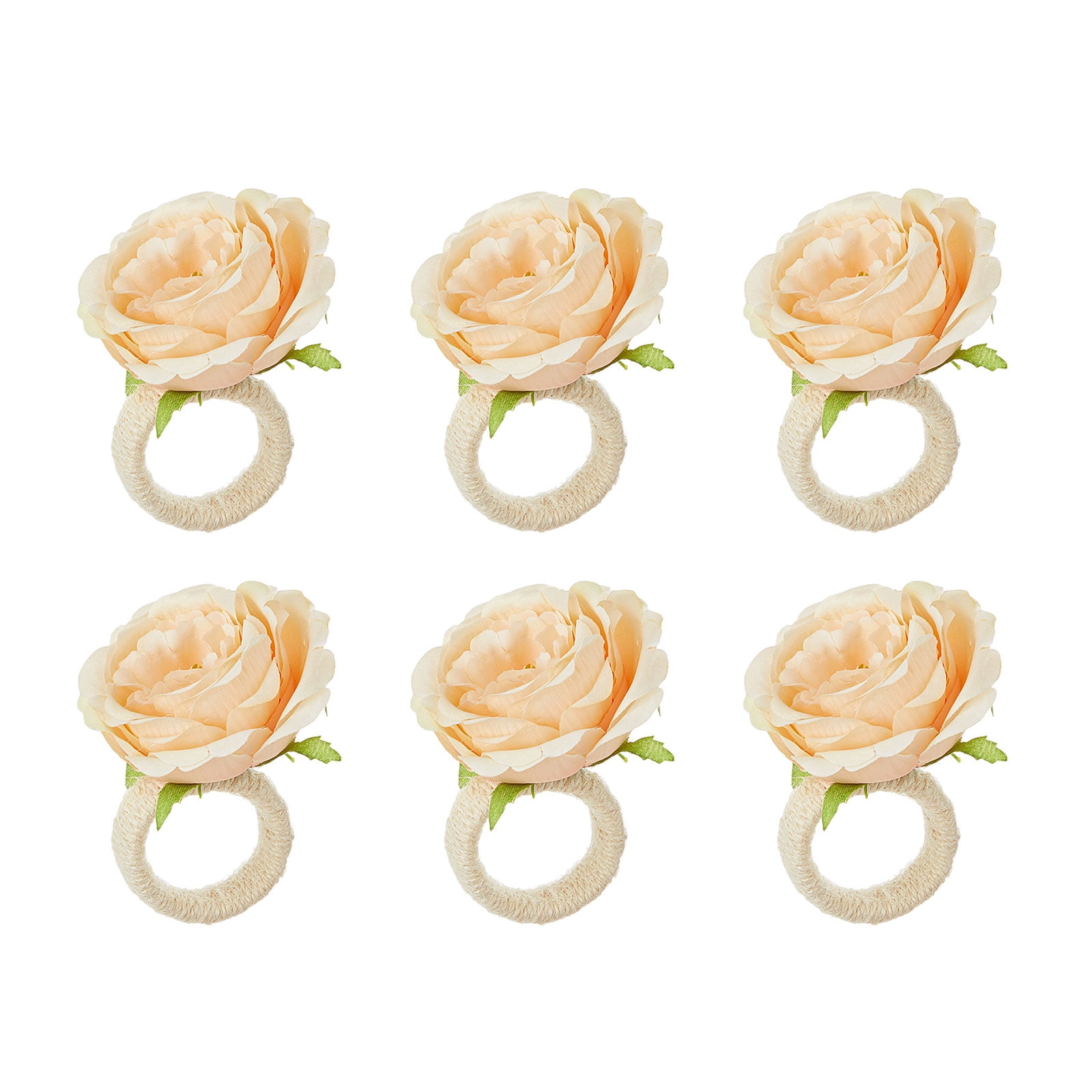 Ladaidra Brown fhgksm Set of 6 Artificial Flower Napkin Rings Elegant ...