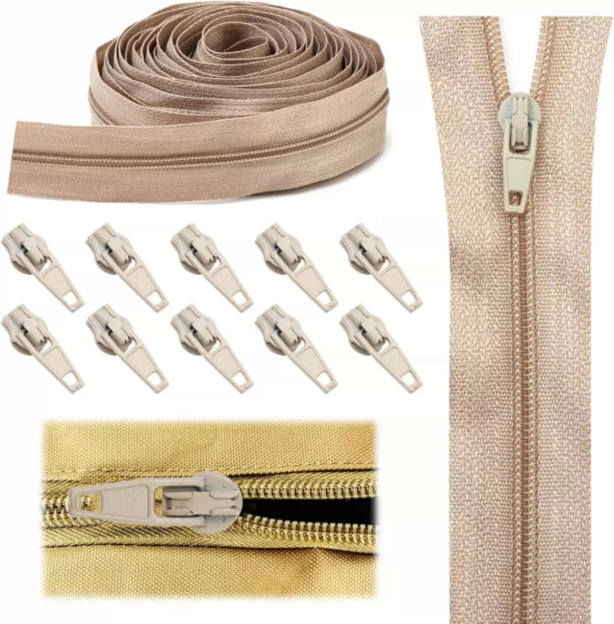 Ladaidra Brown fhgksm Zippers Repair Kits #3 #5 Nylon Coil Sewing ...