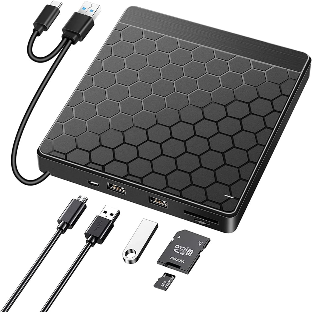 LadaidraBF Portable 6-in-1 USB 3.0 Type C External DVD VCD Optical ...