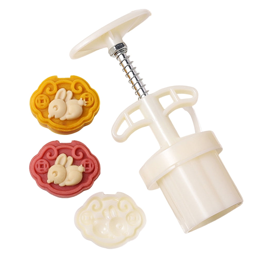 LadaidraBF Rabbit Pattern Moon Cake Mold Pastry Tool Hand Press Cookie ...