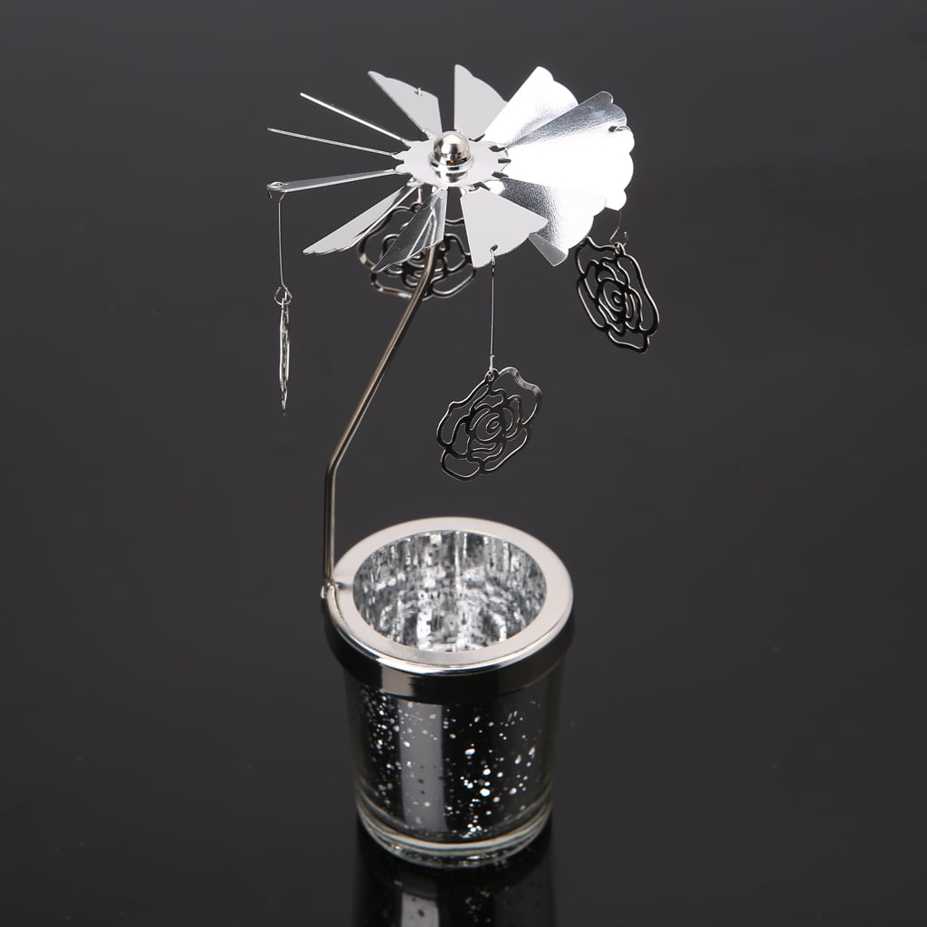 LadaidraBF Spinning Candleholder Metal Tea Light Stand Romantic Wedding ...