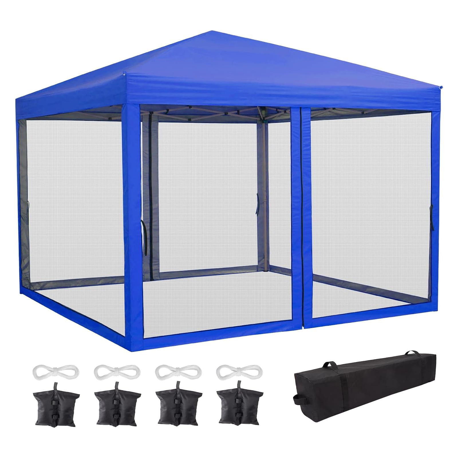 Ladcaser 10'x10' Pop-up Canopy Tent Outdoor Screen House Room with Mesh ...