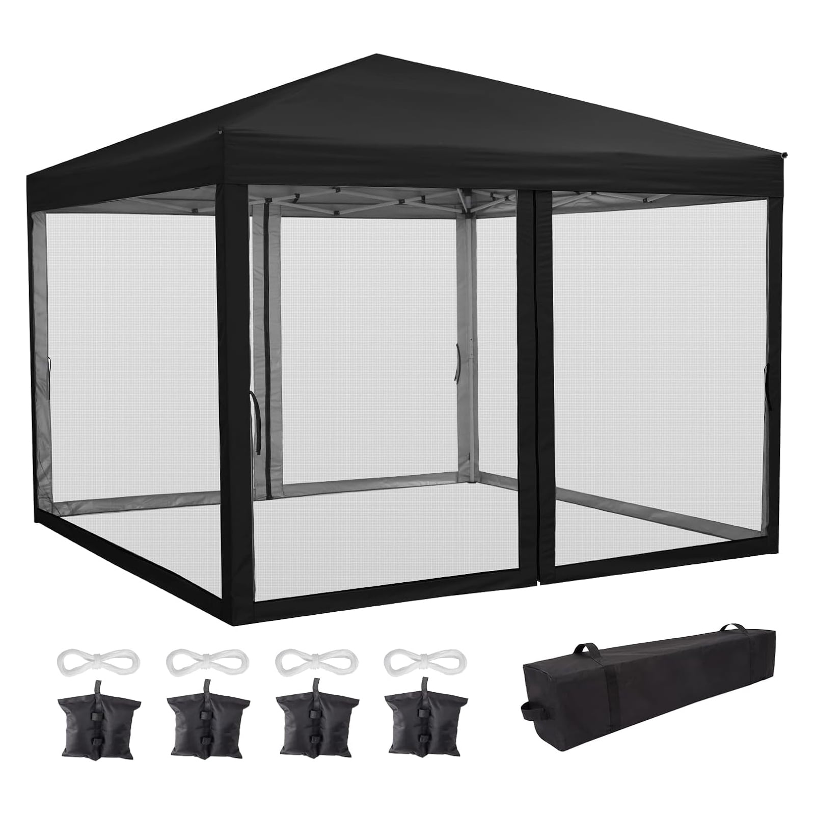 Ladcaser 10'x10' Pop-up Canopy Tent Outdoor Screen House Room with Mesh ...