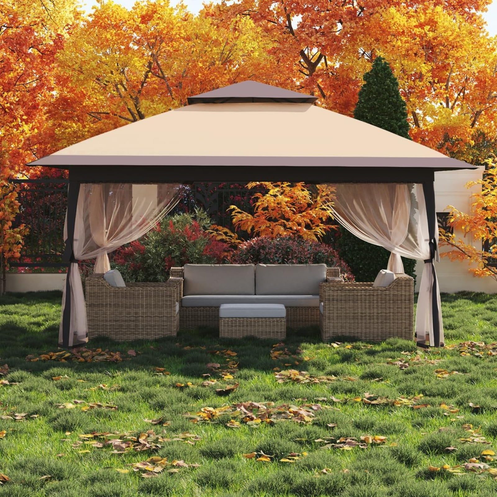 Ladcaser 13'x13' Pop-up Gazebo Outside Patio Gazebo Outdoor Gazebo ...