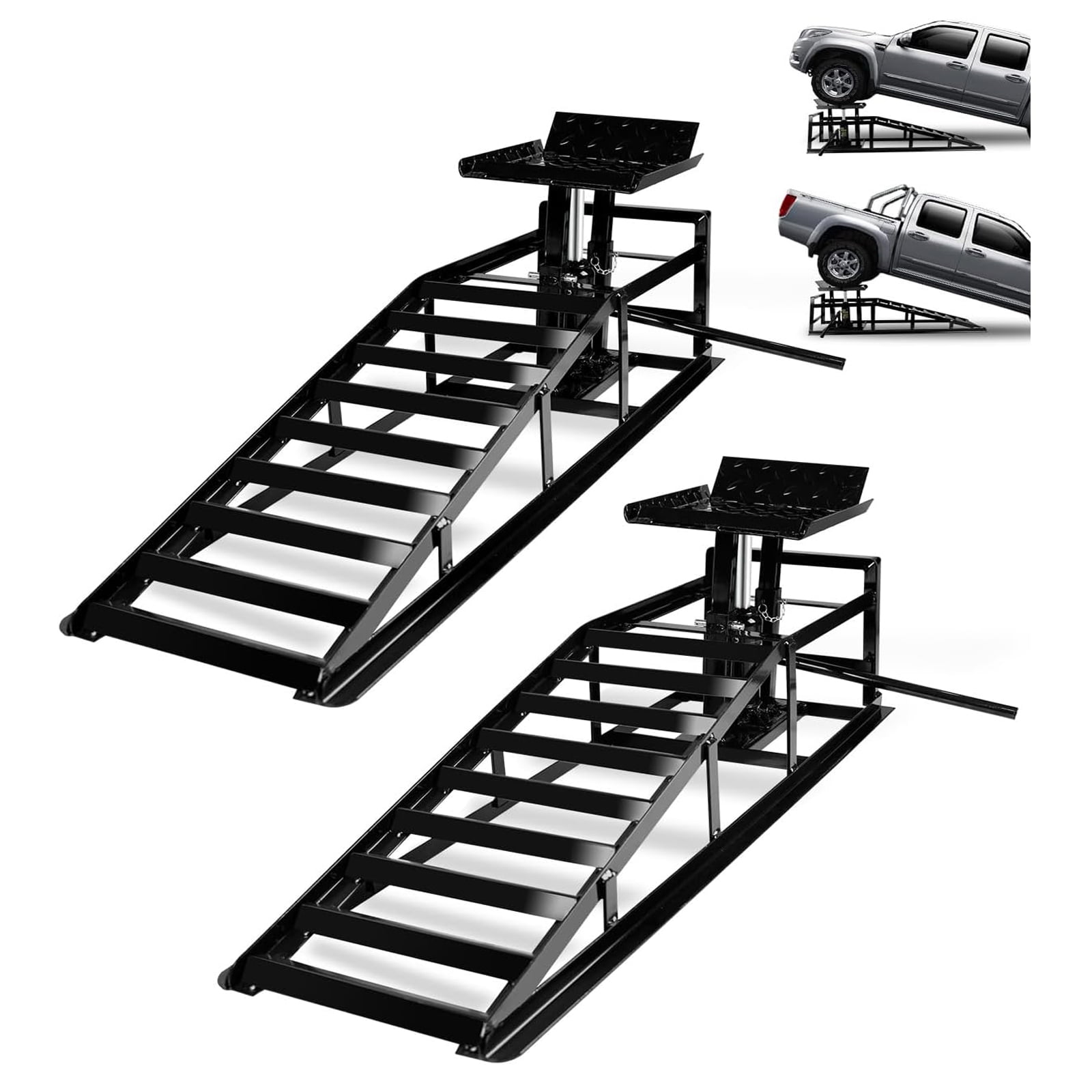Ladcaser 2 Pack 5T 11000lbs Hydraulic Car Truck Service Ramps, 9.3"-14 ...