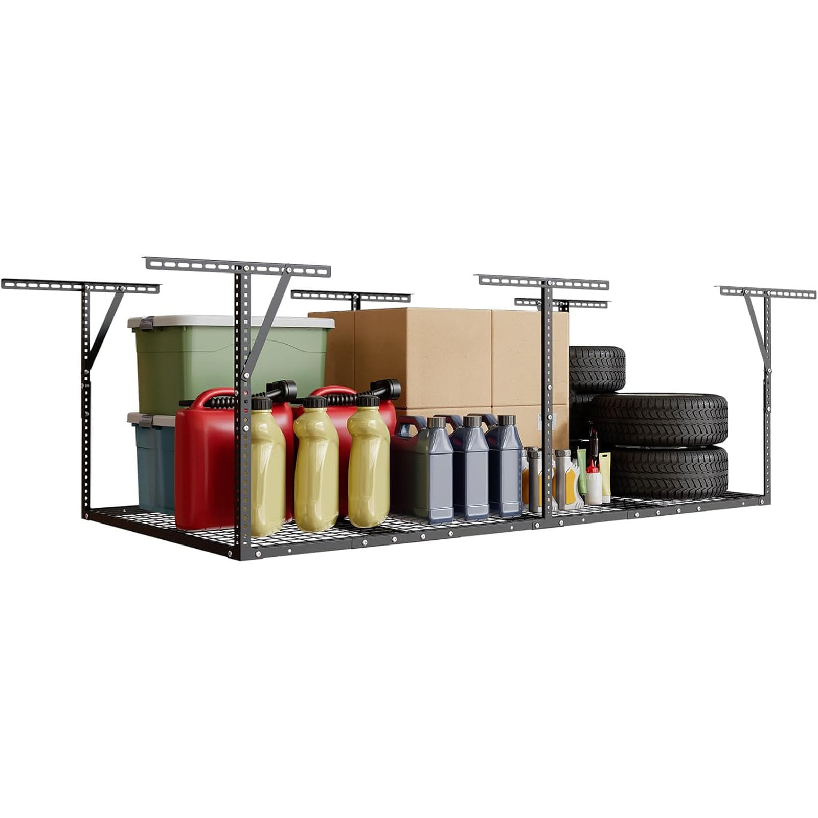 Ladcaser 3'x8' Garage Overhead Storage Rack with Stable Triangle ...