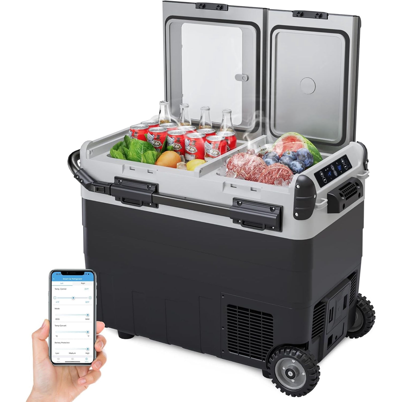 Ladcaser 53QT (50L) Car Refrigerator, 12V Portable Fridge Freezer for ...