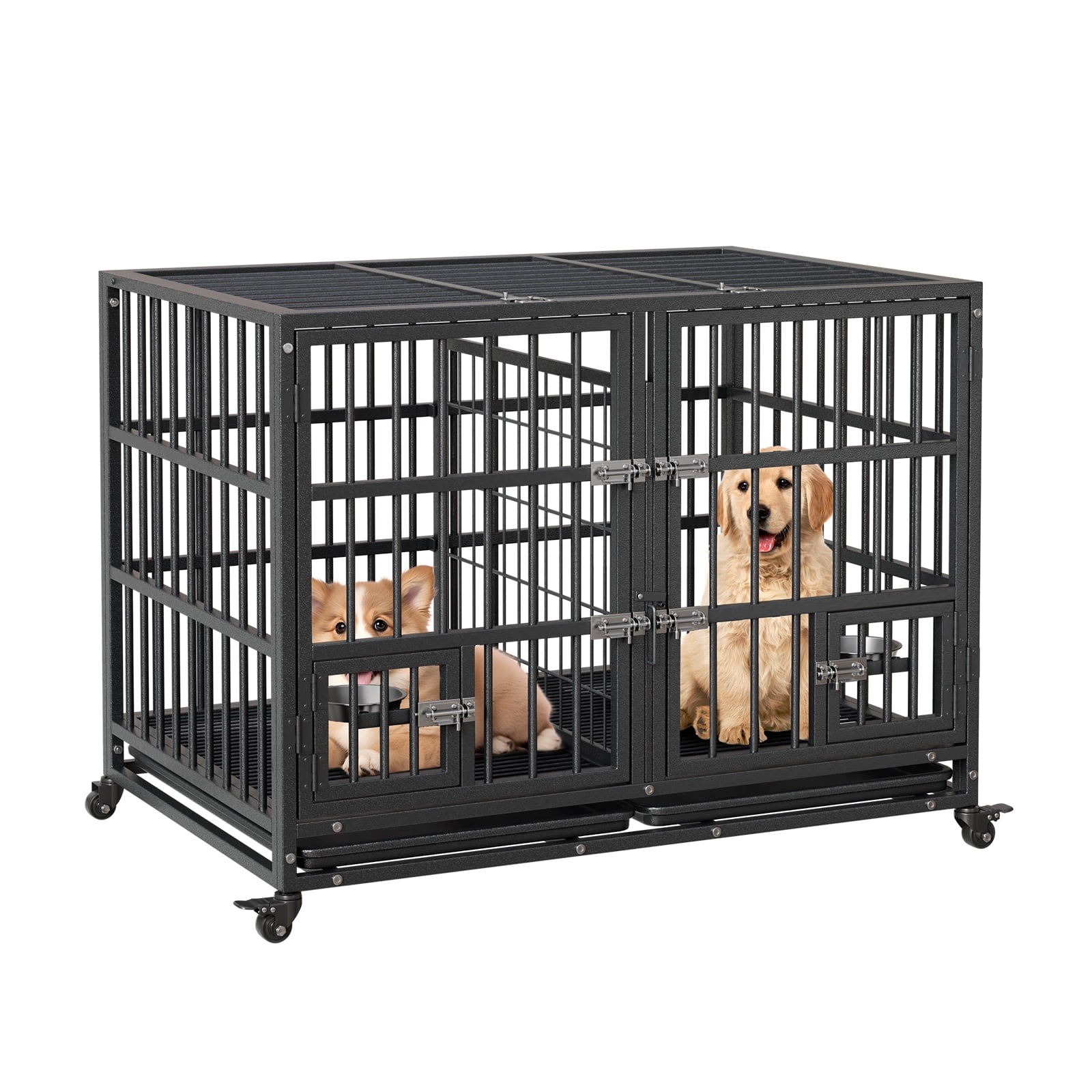 Ladcaser Heavy Duty Dog Crate, 42in Dog Crate with Double Door, 360 ...