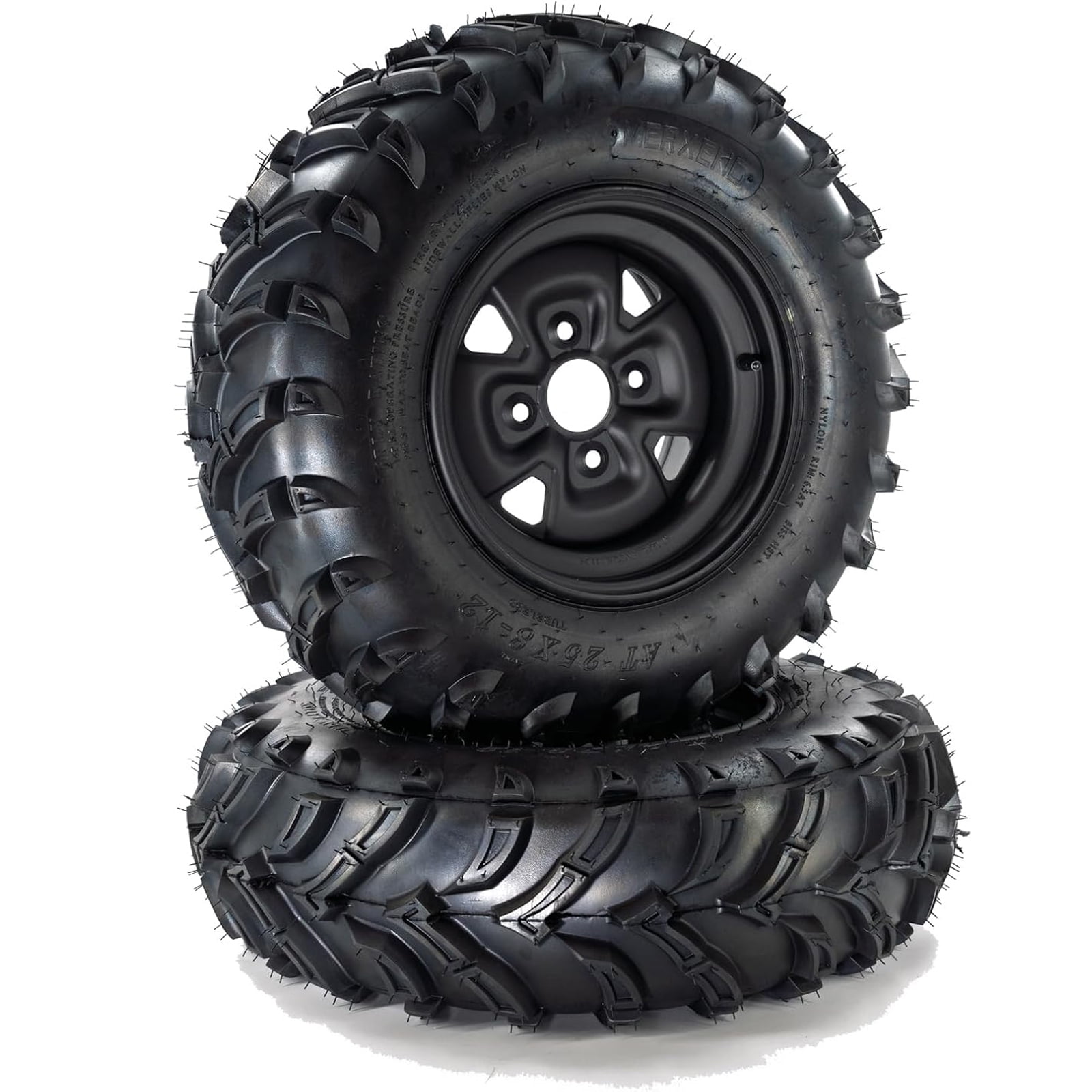 Ladcaser Set of 2 25x8-12 ATV Tires 6 Ply All-Terrain Tire with 12" Rim ...