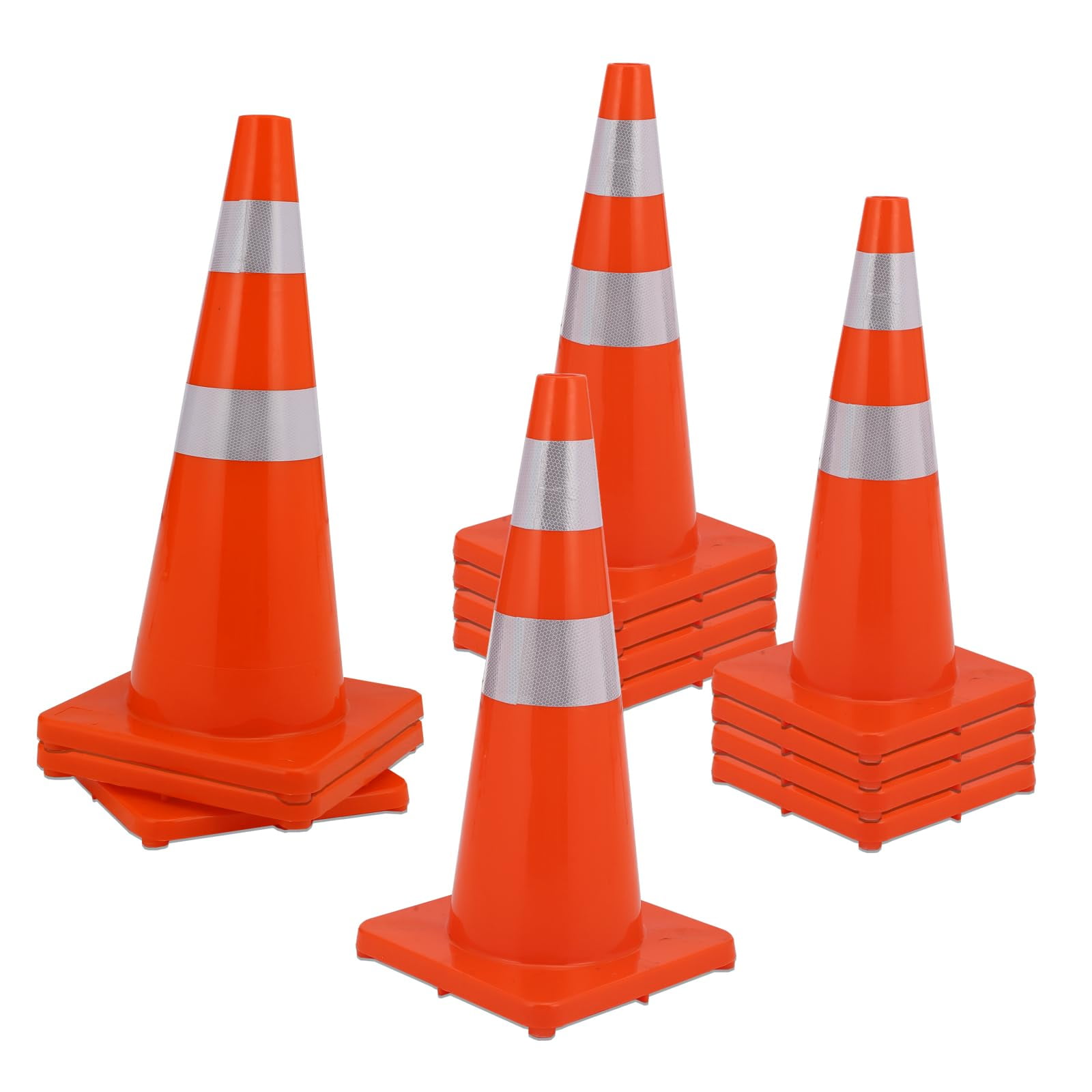 Ladcaser Set of 12, 28-Inch Traffic Safety Cones, Orange with ...