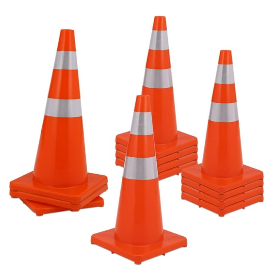 Ladcaser Set of 12, 28-Inch Traffic Safety Cones, Orange with ...