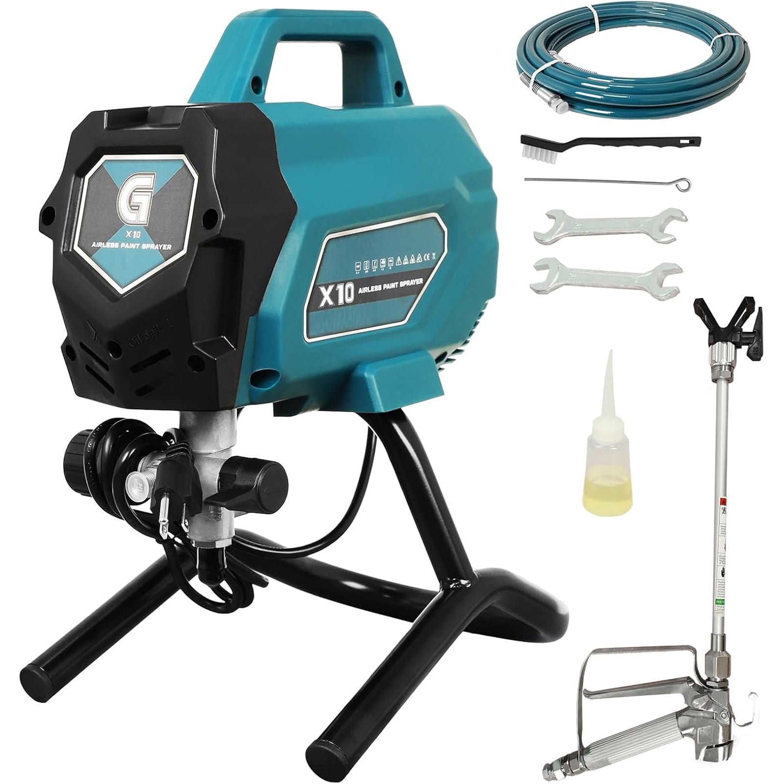 Ladcaser X10 Airless Paint Sprayer, 3300PSI Motorized Paint Sprayer, 0 ...