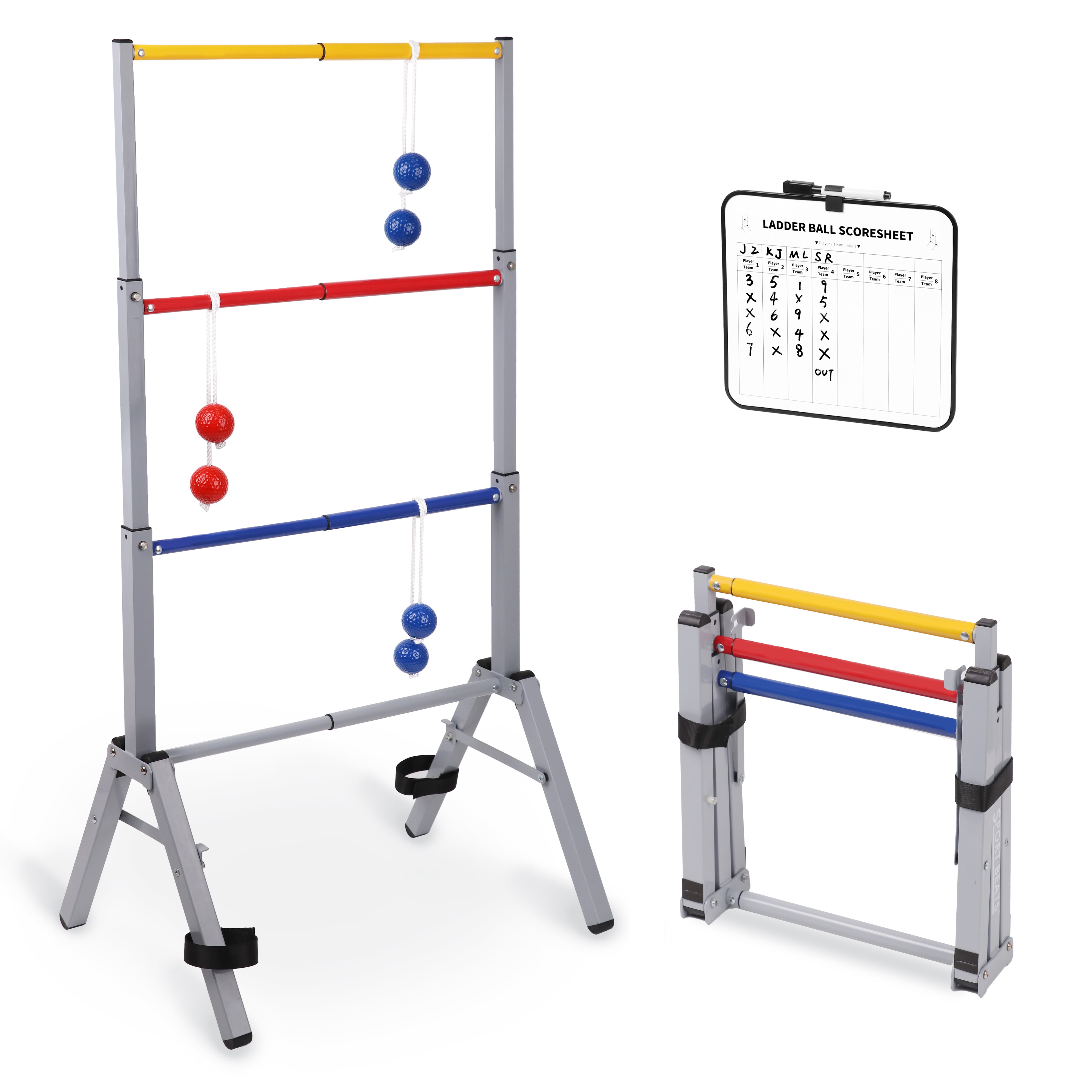 Ladder Ball Game Toss Set Foldable Assembly Free Sturdy Steel Indoor ...