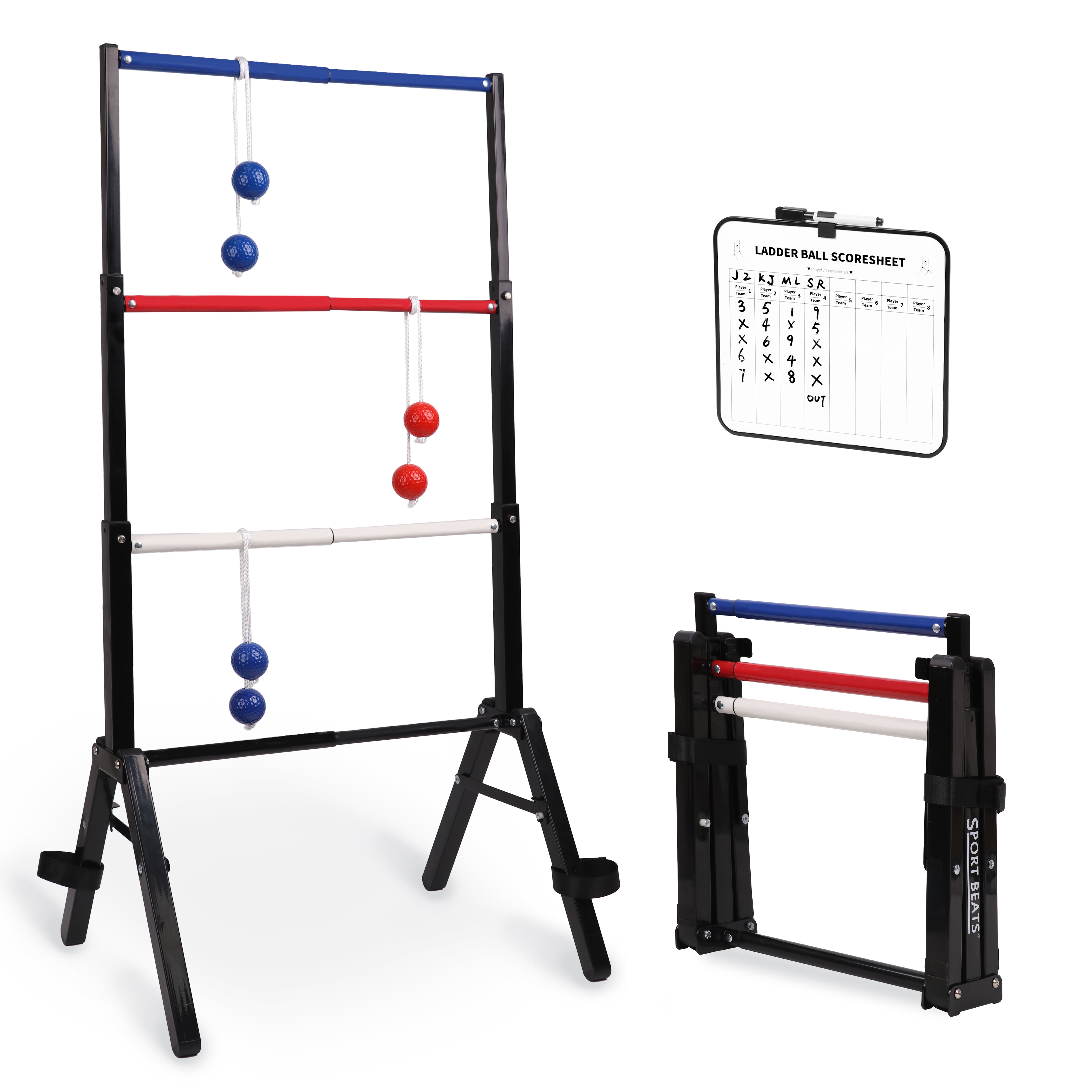 Ladder Ball Game Toss Set Foldable Assembly Free Sturdy Steel Indoor ...