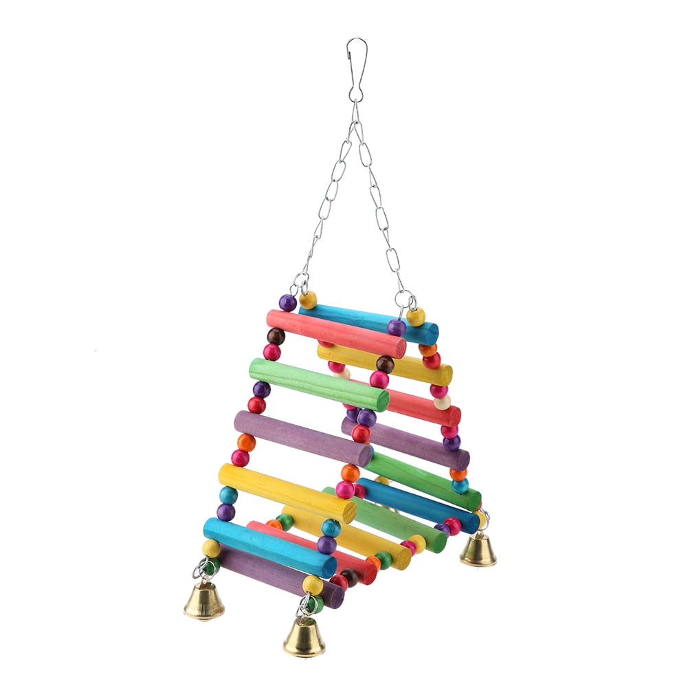 Ladder,Bird Cage Bells Toys Wood Ladders Perch Stand Bridge Swing ...