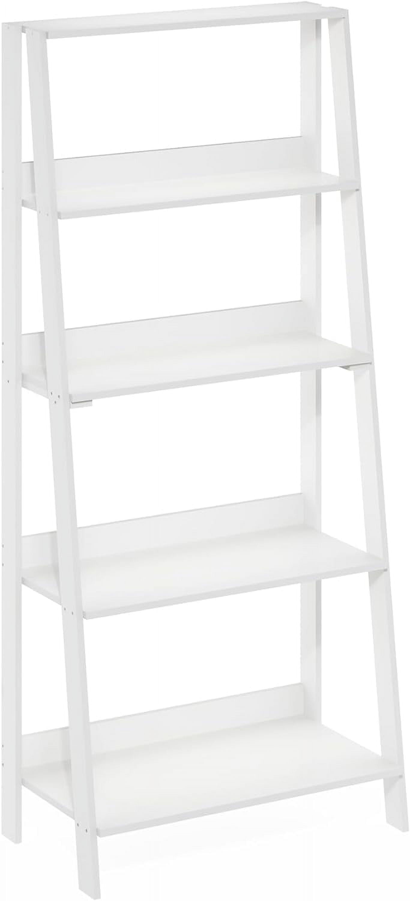 Furinno Ladder Bookcase Display Shelf, 5-Tier, White - Walmart.com