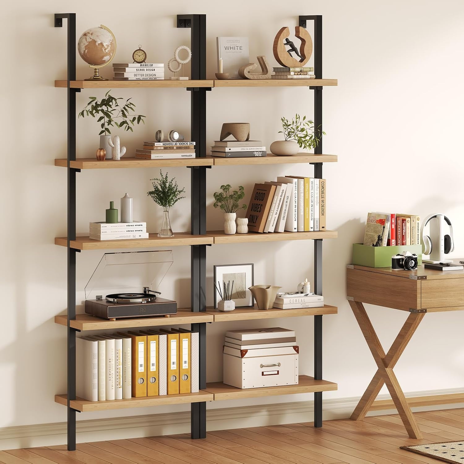 Ladder Bookshelf, 5 Tier Book Shelf, Wall Mount Bookshelves and ...