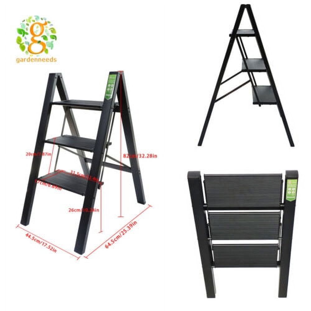 Ladder Folding Step Stool with Anti-Slip Pedal Steel Ladder 3 Step ...