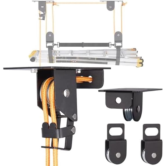 Ladder Hoist for Garage Ceiling with Metal Pulley System Holds 150 lbs ...