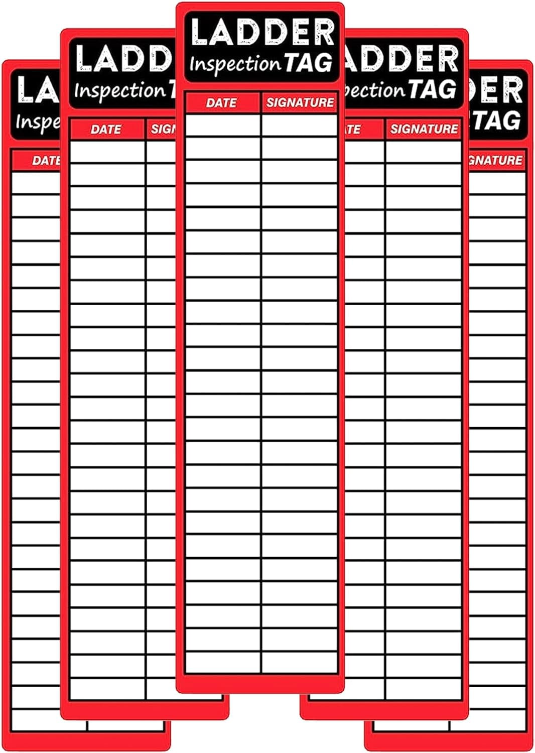 Ladder Inspection Labels Stickers 8.5x2inch Red Safety Inspection Tags ...