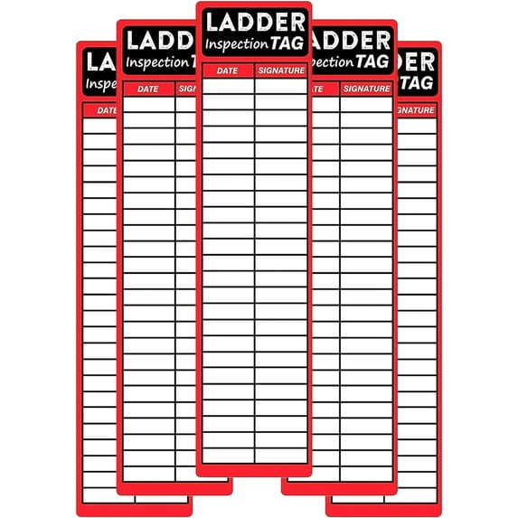 Ladder Inspection Labels Stickers 8.5x2inch Red Safety Inspection Tags ...