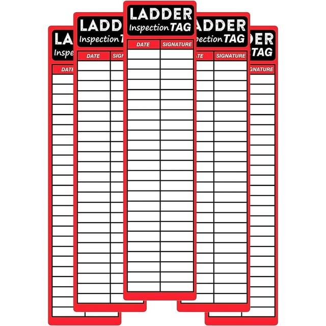 Ladder Inspection Labels Stickers 8.5x2inch Red Safety Inspection Tags ...