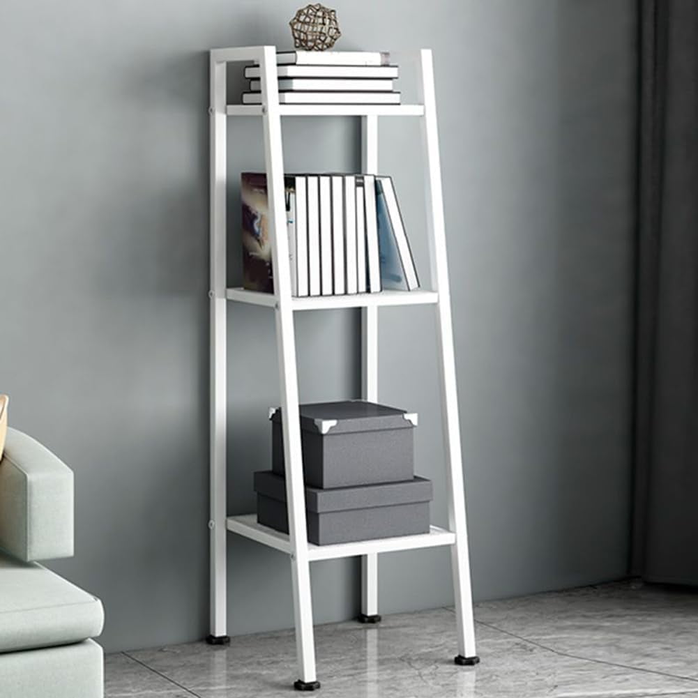Ladder Metal Bookshelf Bookcase with Rectangular Shelves Storage ...