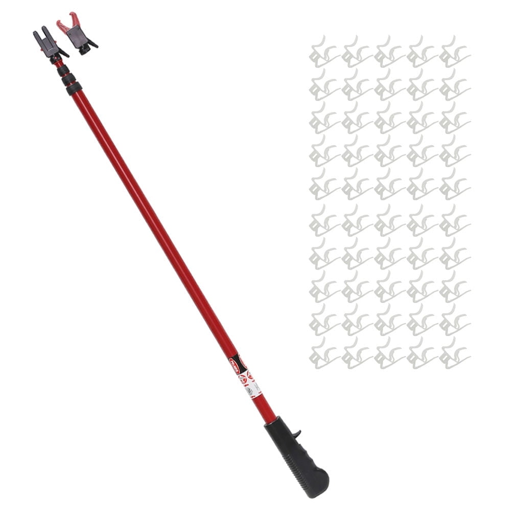 No Ladder PRO MAX 11ft Pole with Dual Heads, 50 Light Clips for Indoor ...